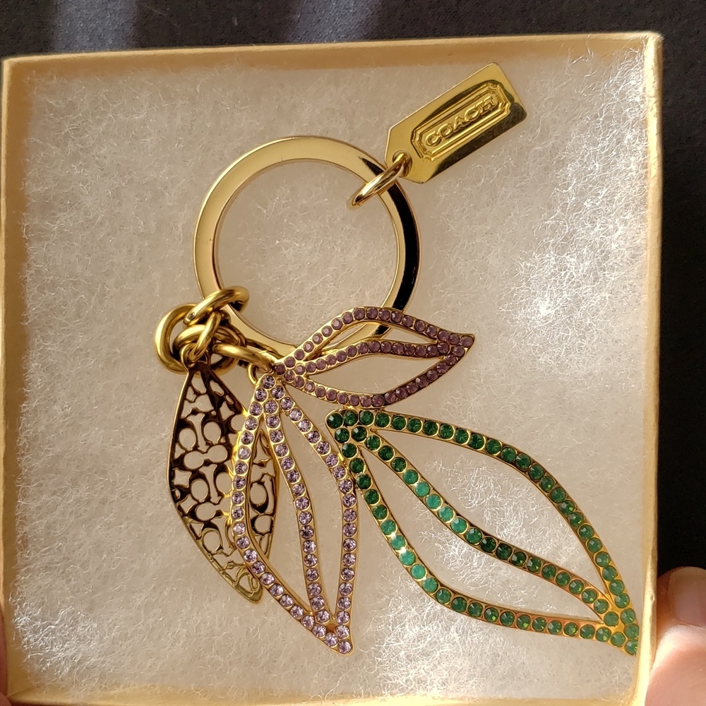 Coach Vintage Bling Leaf Pave Swarovski Crystals Key … - Gem